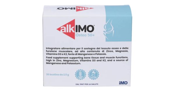 AlkIMO Osteo 50+ Integratore Sostegno Ossa e Muscoli, 30 Bustine